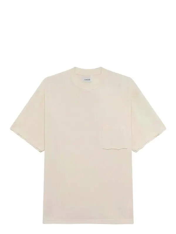 AMISH SUPPLIES Chest-pocket Raw-edge T-shirt - Neutrals