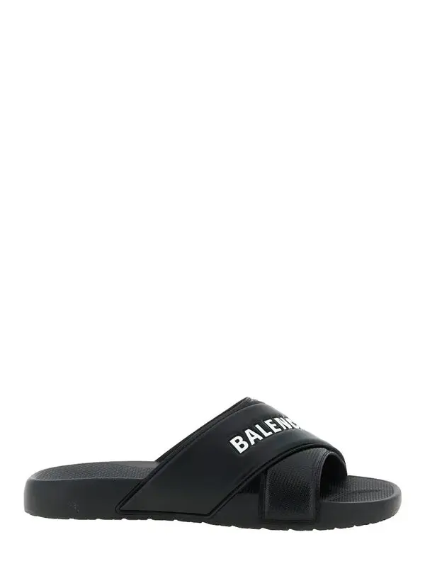 Balenciaga Sporty Pool Slides - Black