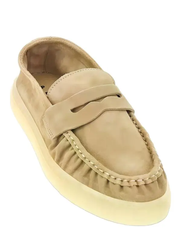 COPENHAGEN  Ruched Detail Penny Loafers - Neutrals