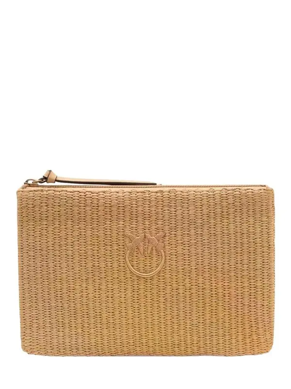 Pinko Love Birds Woven Clutch Bag - Neutrals