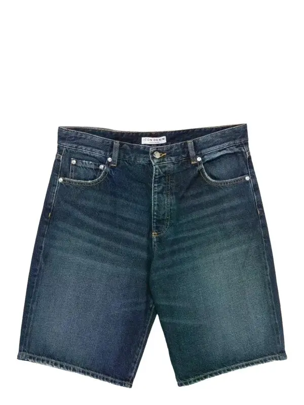ICON DENIM LOS ANGELES Star Embroidered Denim Shorts - Blue