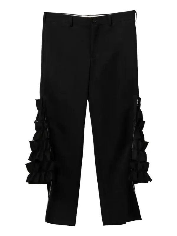Comme Des Garçons Ruffled Zip Detail Trousers - Black