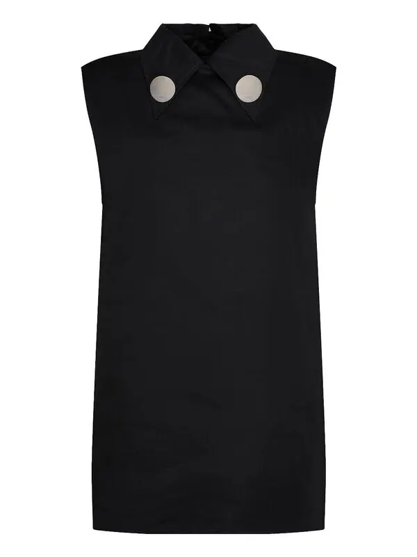 JIL SANDER Embellished Cotton Voile Top - Black