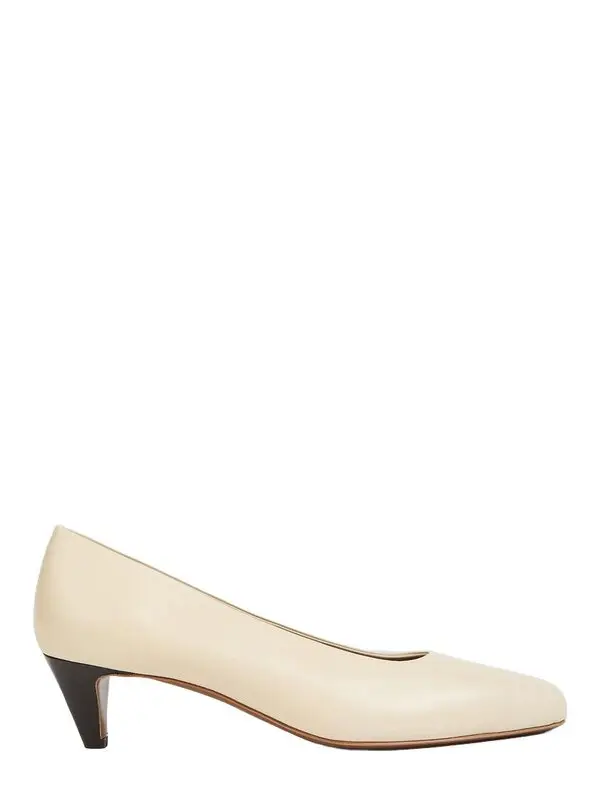 NEOUS Fera Leather Almond Toe Kitten Heel Pumps - Cream