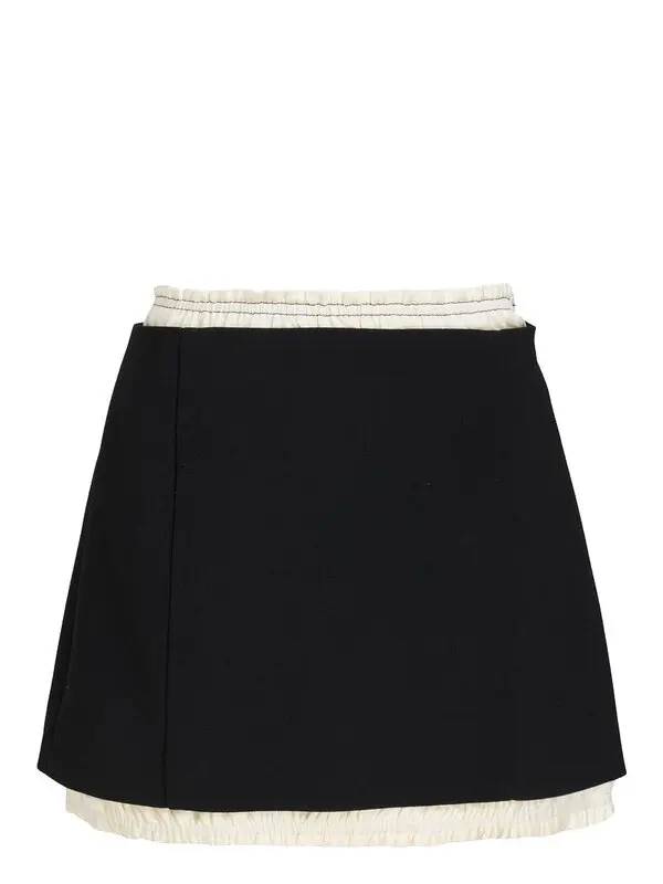 Victoria Beckham Ruffled Crepe Mini Skirt - Black