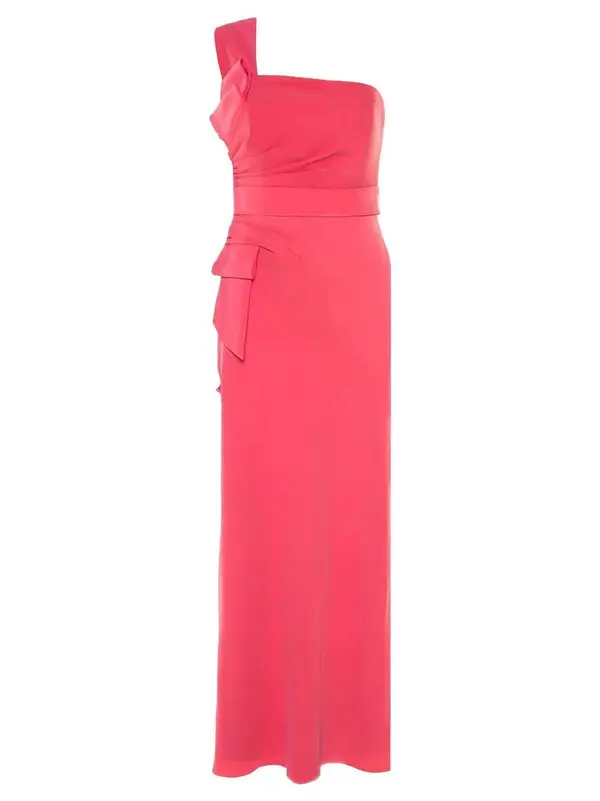 ARMANI One-shoulder Pleated Bow Dress - Red