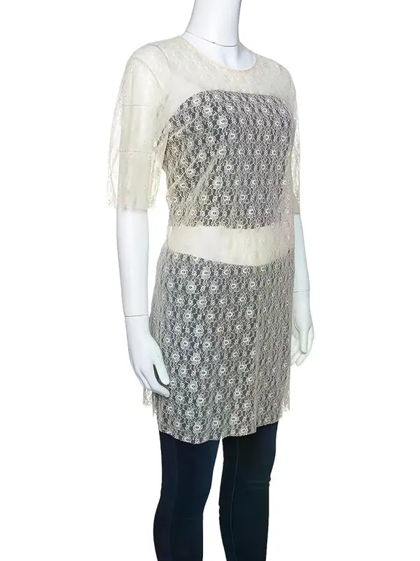 Stella McCartney Lace Patterned Sheer Top - Neutrals