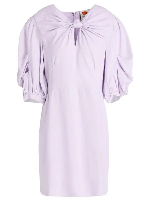 Farm Rio Knotted Linen-blend Mini Dress - Lilac