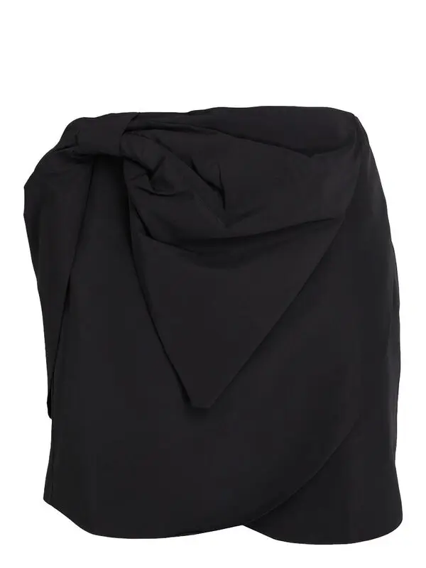 Farm Rio Taffeta Mini Skirt With Bow Detail - Black