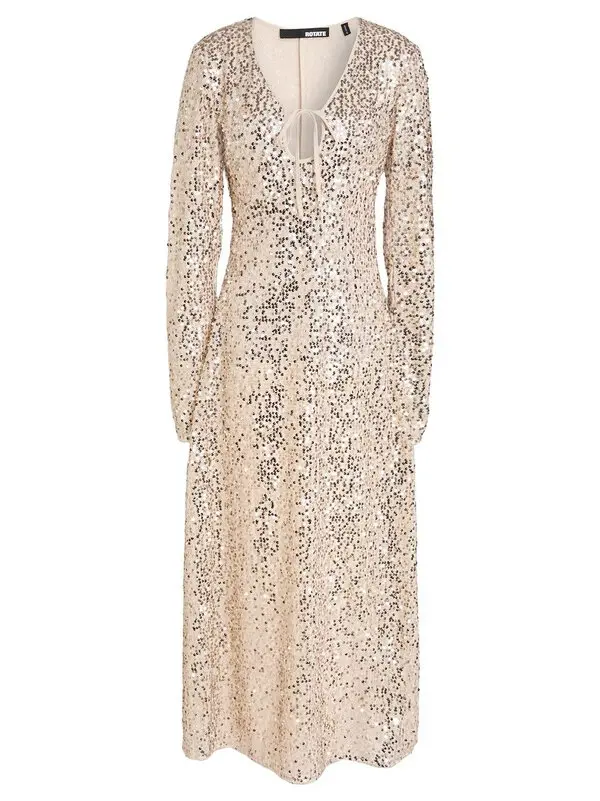 ROTATE BY BIRGER CHRISTENSEN Sequined Midi Dress - Platinum
