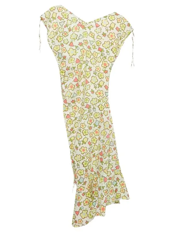 Moschino Asymmetrical Floral Midi Dress - Neutrals