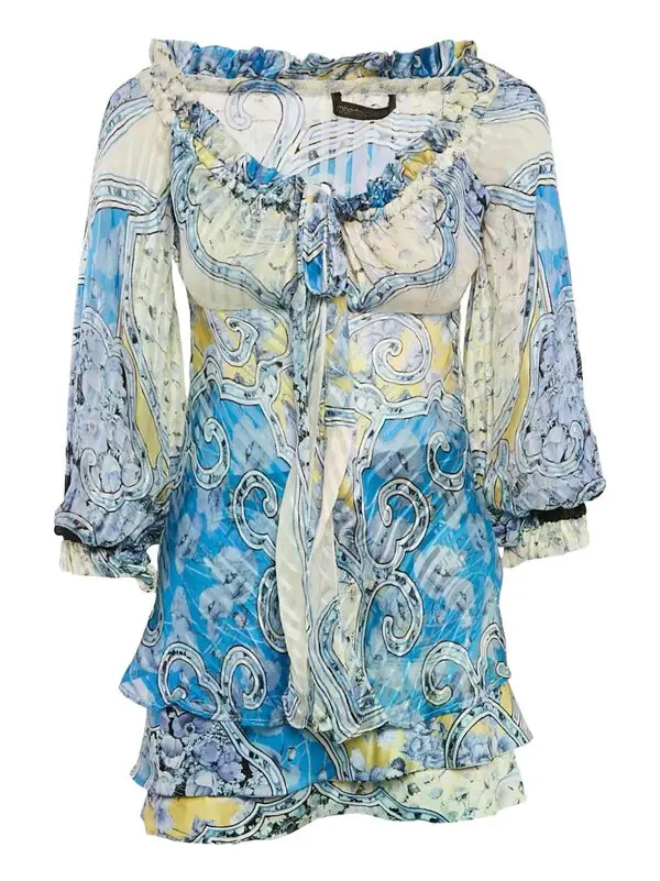 Roberto Cavalli Ruffled Blouse And Skirt Set - Blue