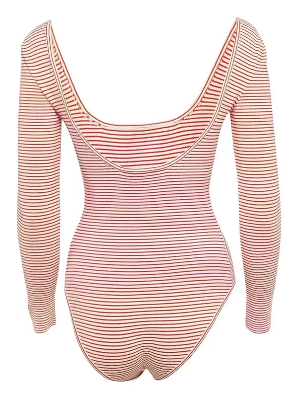 Etro Striped Logo-embroidered Bodysuit - Red