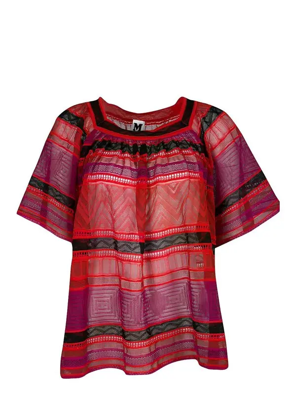 Missoni Geometric Pattern Open Knit Top - Red