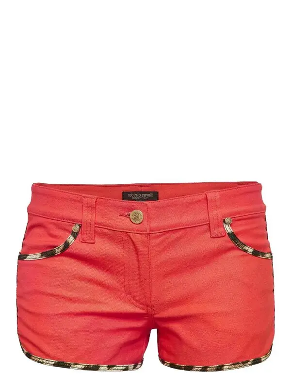 Roberto Cavalli Animal Print Trim Shorts - Red