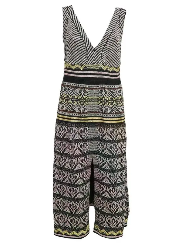 Missoni Geometric Jacquard V-neck Dress - Black