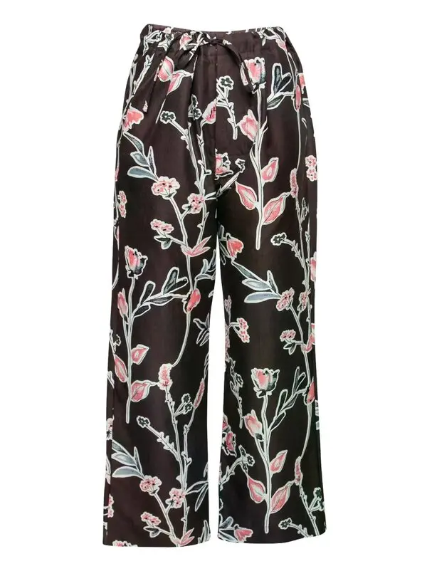 Marni Floral Print Tie Waist Trousers - Red