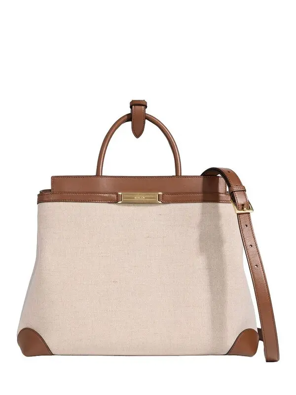 Bally Deco Daily Canvas And Leather Tote Bag - Beige