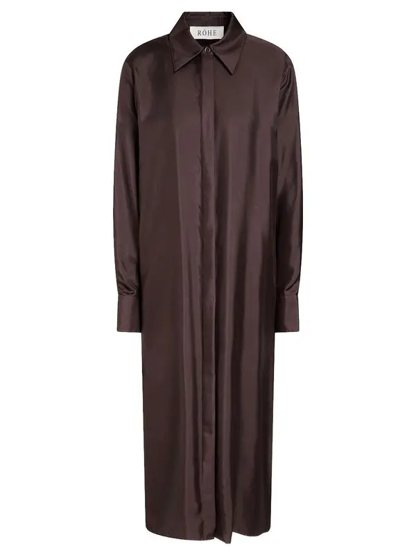 RÓHE Cutout Silk-twill Midi Shirt Dress - Chocolate