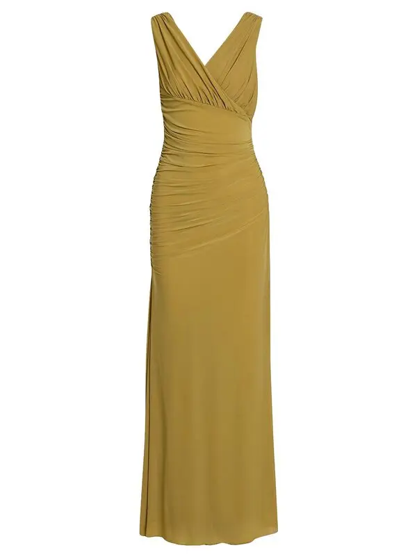 Ronny Kobo Sophia Draped Jersey Maxi Dress - Mustard