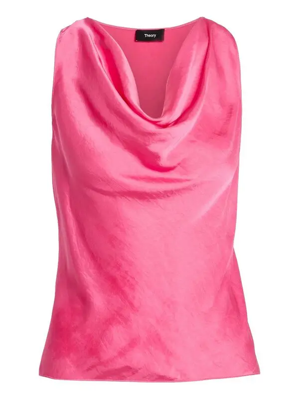 Theory Draped Satin Top - Pink