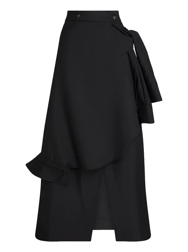 RÓHE Layered Wool And Mohair-blend Midi Wrap Skirt - Black