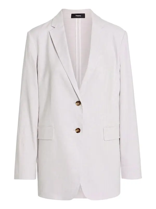 Theory Linen-blend Notched Lapel Blazer - Lilac