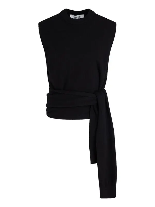 RÓHE Cutout Knotted Merino Wool-blend Top - Black