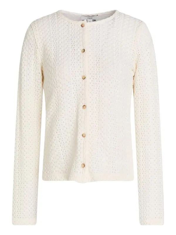 Vince Pointelle Knit Cotton Cardigan - Ivory