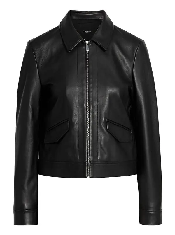 Theory Leather Zip-up Jacket - Black