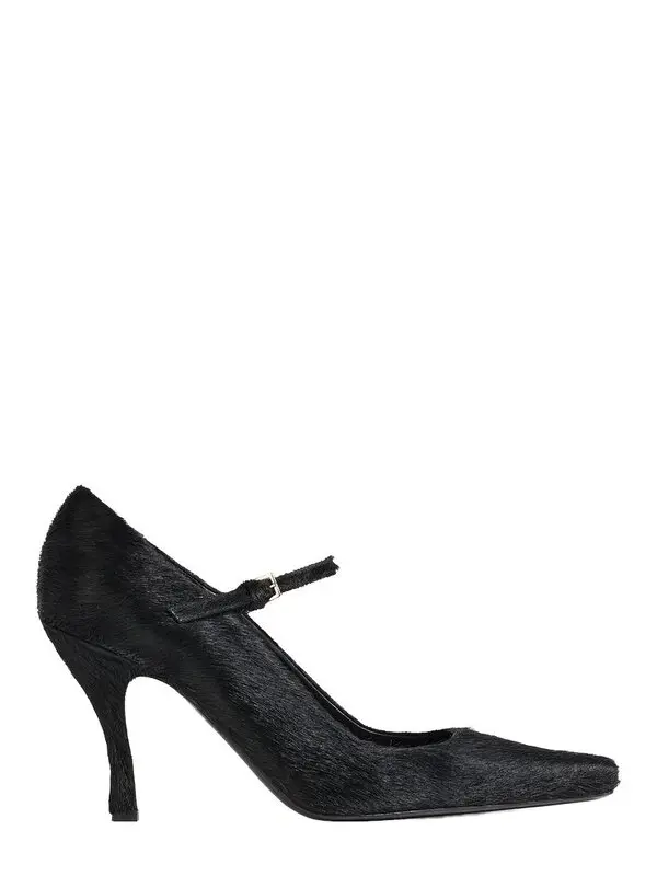 Loulou De Saison Calf Hair Mary Jane Pumps - Black