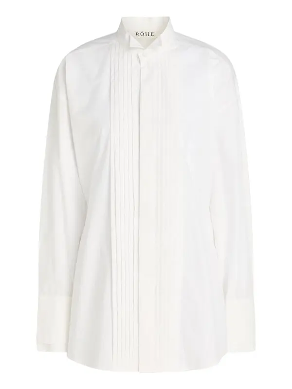 RÓHE Pintucked Cotton Poplin Shirt - White