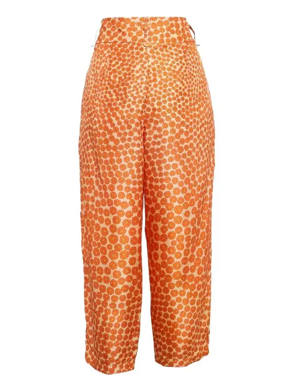 Stella McCartney Floral-print Silk High-waist Trousers - Orange