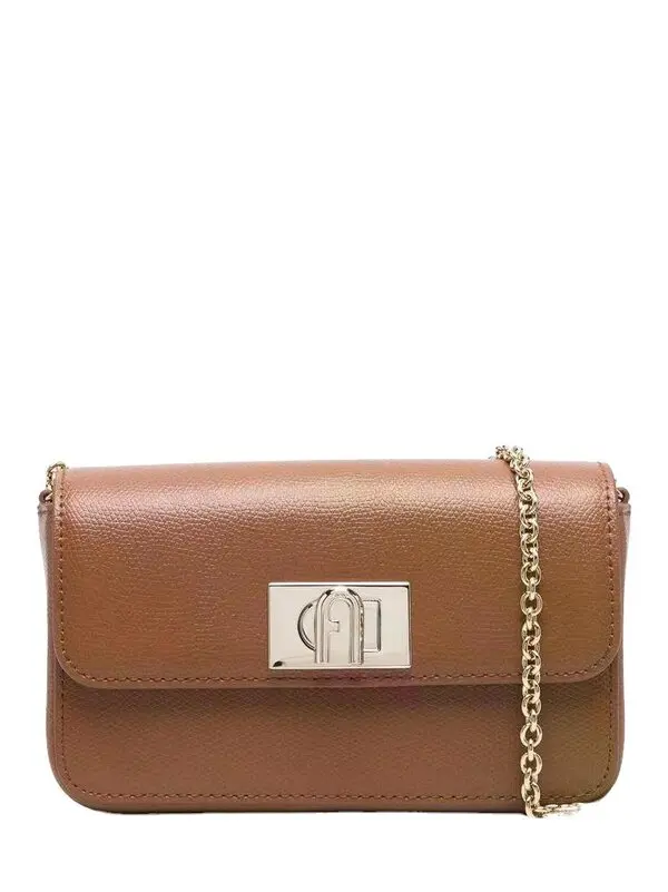 Furla Logo Plaque Satchel Bag - Brown