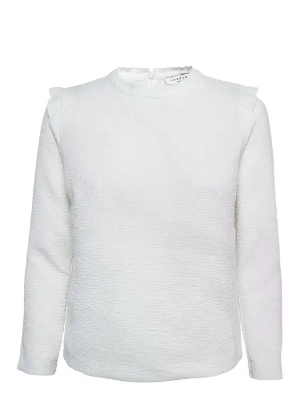 Sandro Crew Neck Long Sleeve Top - White