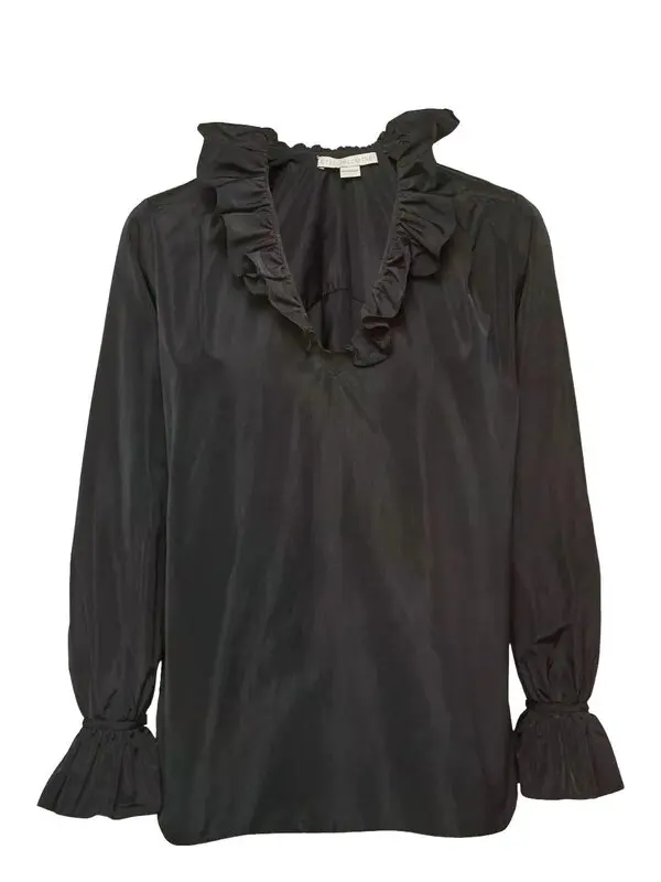 Stella McCartney Ruffled Silk Blend Blouse - Black