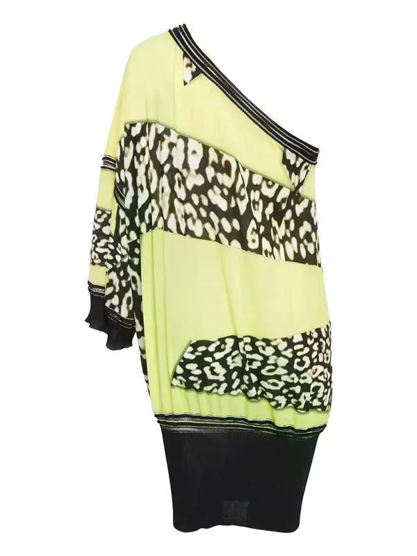 Roberto Cavalli Leopard Print One-shoulder Top - Yellow