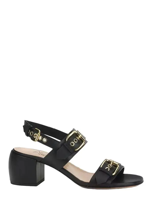 Agl Buckle-detail Block-heel Sandals - Black