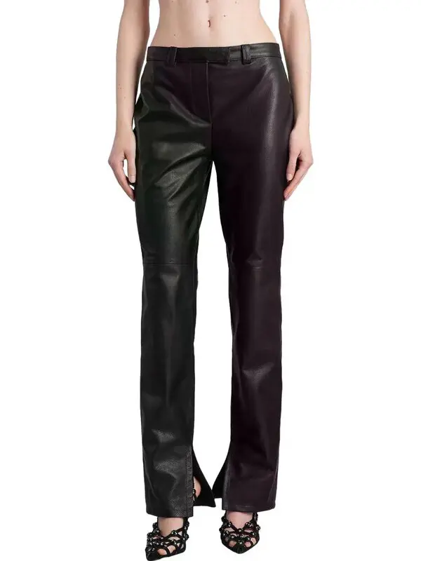 ANGELICA MONTINI Split-hem Leather Trousers - Black