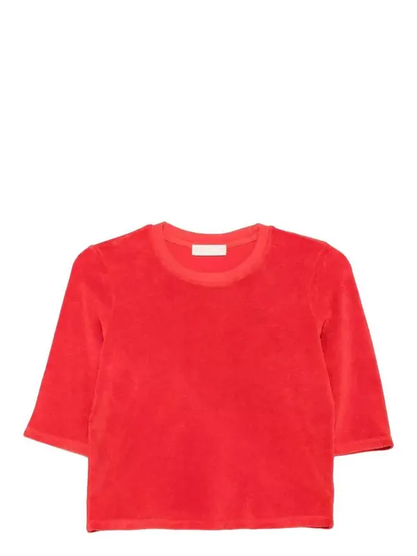 Suzie Kondi Terry Cloth Cropped T-shirt - Red
