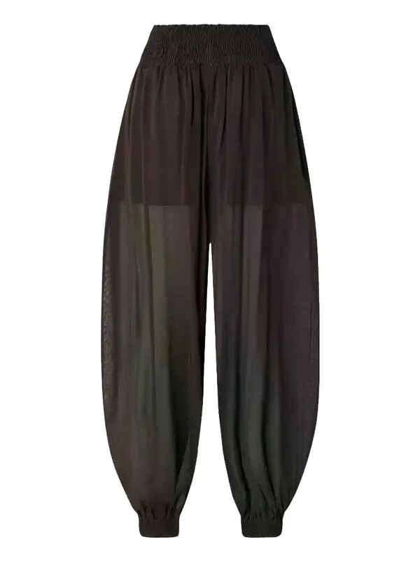 Pinko Smocked Semi-sheer Flowing Trousers - Brown