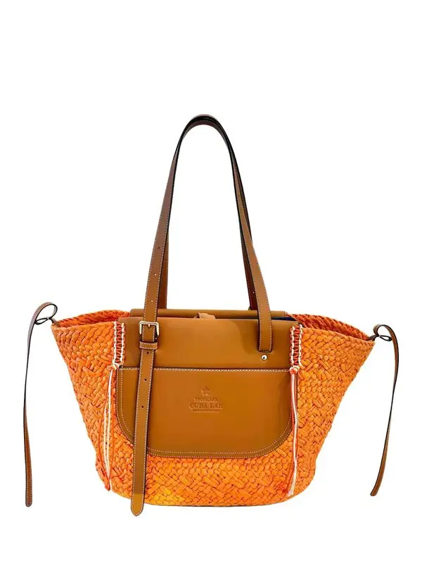 CUBA LAB Tropicana Woven Tote Bag - Orange
