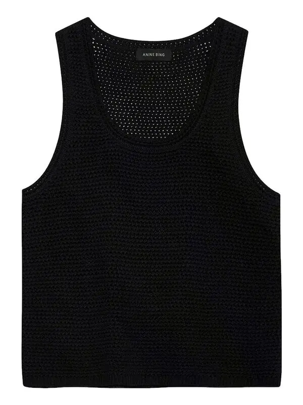 ANINE BING Arie Crochet-knit Tank Top - Black