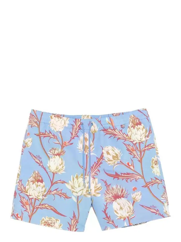 Loewe X Paula's Ibiza Floral Print Swim Shorts - Blue