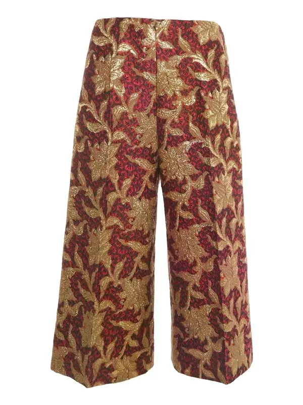 Gucci Floral Jacquard Wide-leg Trousers - Red