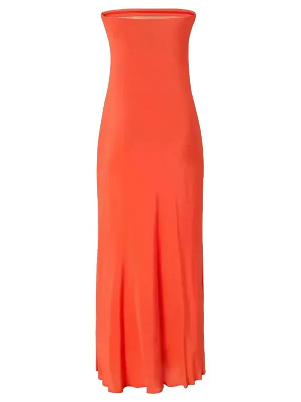 Pinko Strapless Satin Finish Dress - Orange