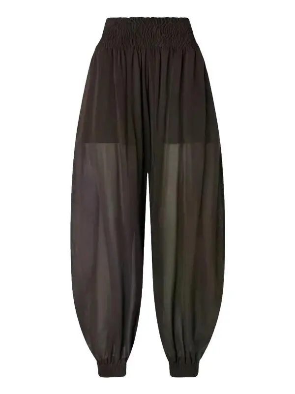 Pinko Smocked Semi-sheer Flowing Trousers - Brown