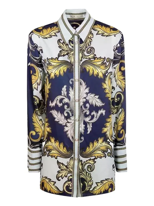 Alice + Olivia Baroque Print Button-down Shirt - White