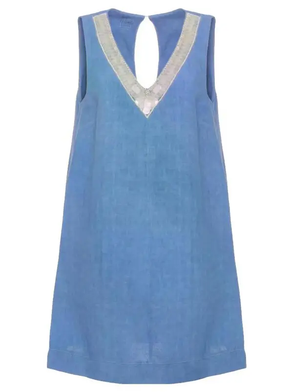 120% Lino Sequin-embellished V-neck Mini Dress - Blue