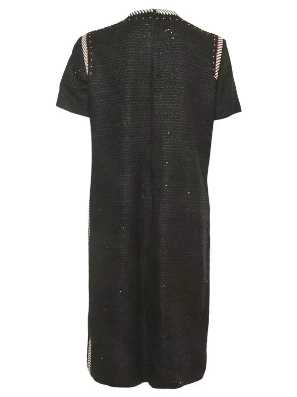 Elie Saab Tweed Fabric Midi Dress With Stud Embellishment - Black